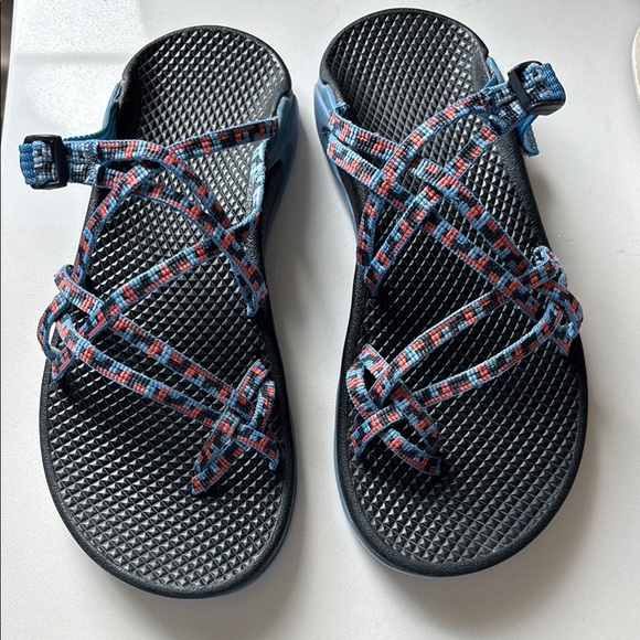 Chaco | Shoes | Chaco Blue And Red Strappy Sandals | Poshmark